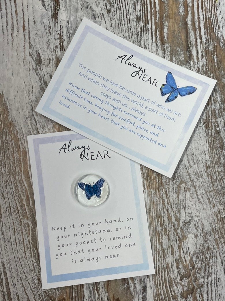 Butterfly Always Near Glass Gem Pocket Token Angelversary - Etsy