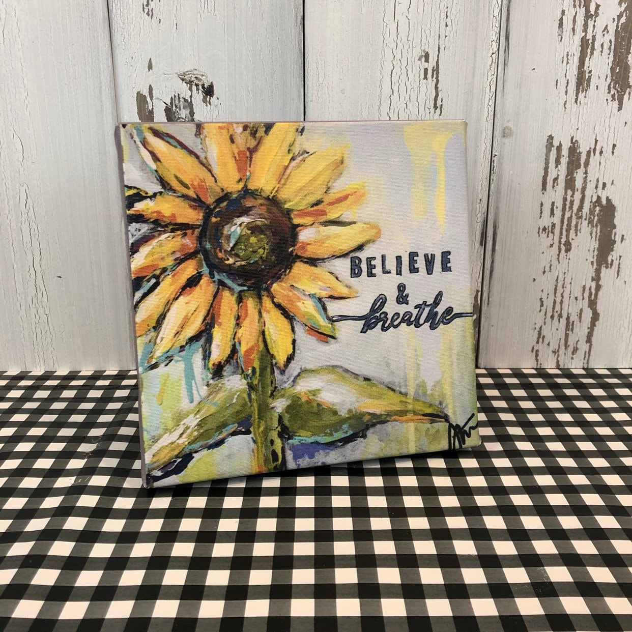 Believe & Breathe Sunflower canvas art print- Uplifting thoughtful gift ...