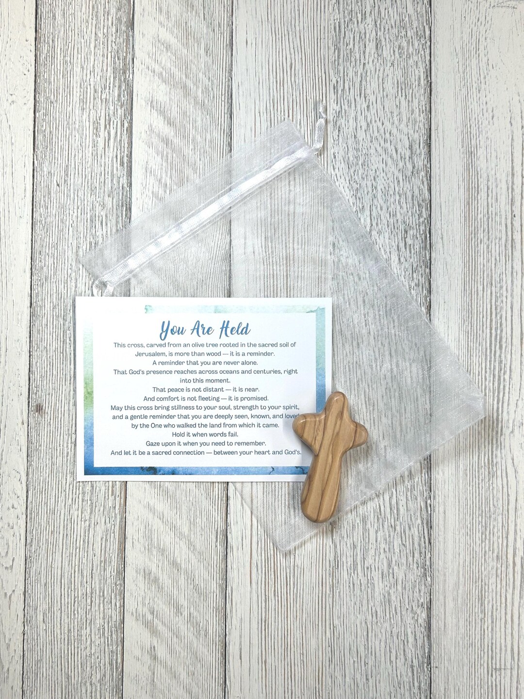Olive Wood Comfort Cross From Jerusalem – Handheld Prayer Cross for ...