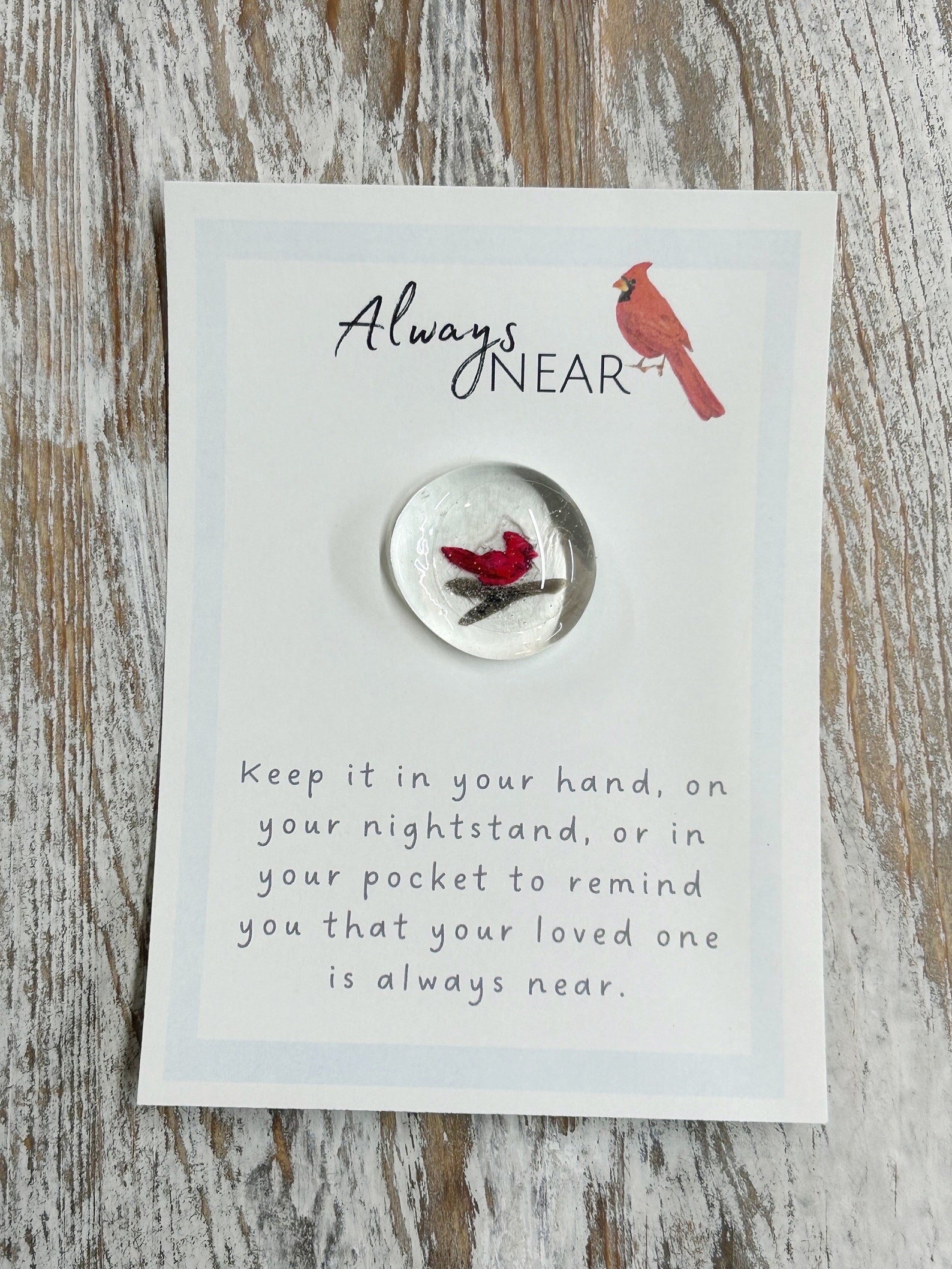 Cardinal Always Near Glass Gem Pocket Token Angelversary - Etsy