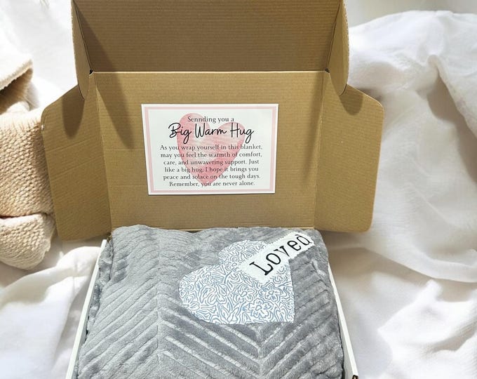Sending You a HUG Box With Heart, Soft Blanket, Comforting Gift ...