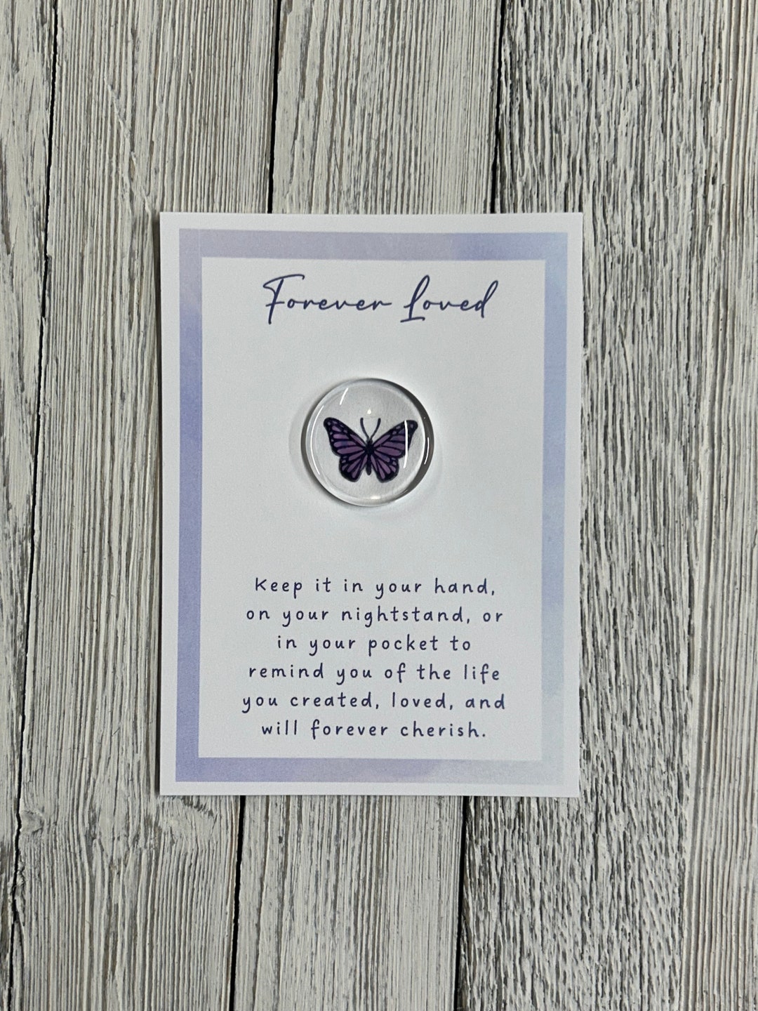 Butterfly Miscarriage Memorial Glass Gem - Pocket Token, Sympathy Gift ...