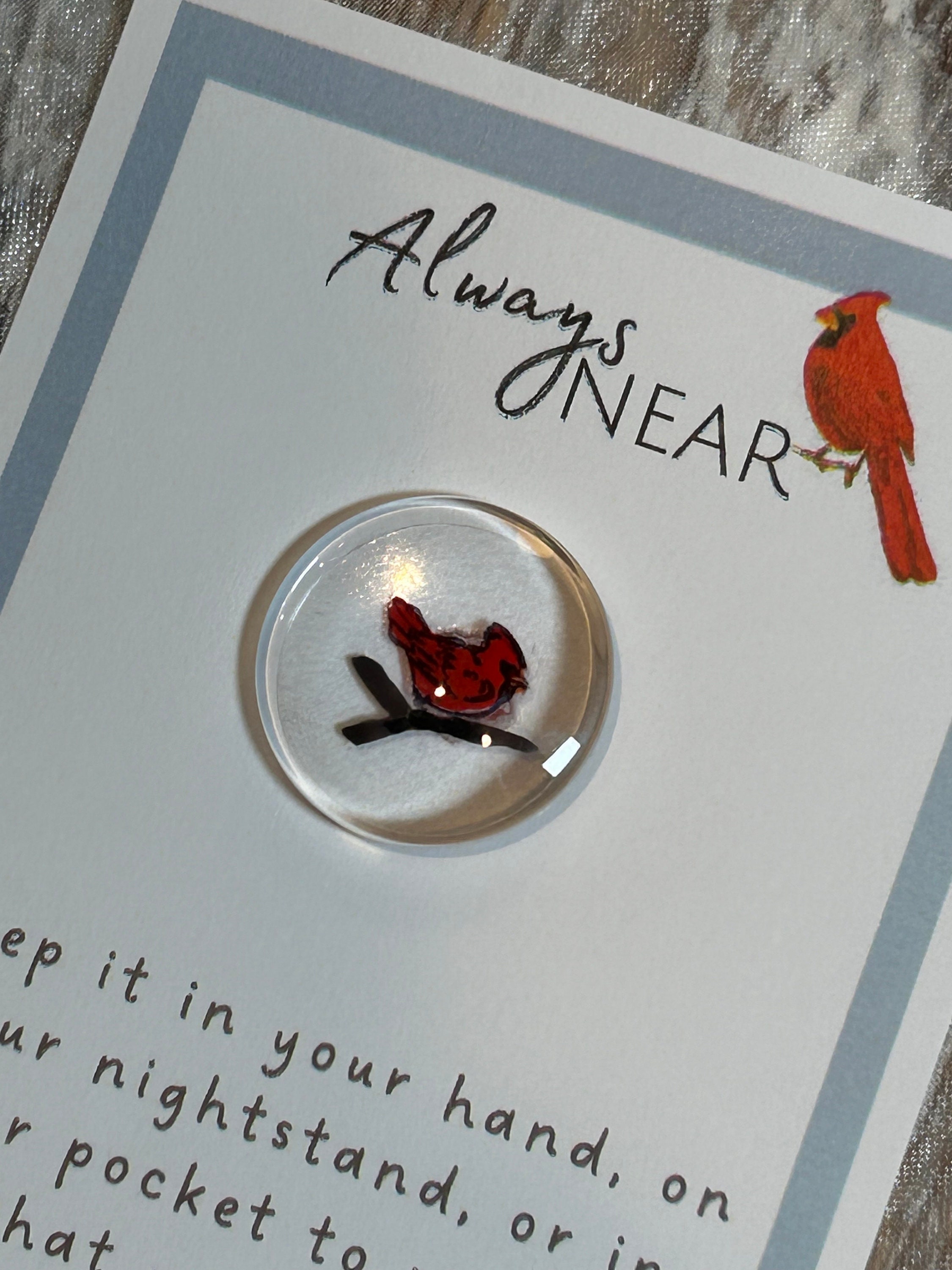 Cardinal Always Near Glass Gem, Pocket Token, Angelversary, Remembrance ...