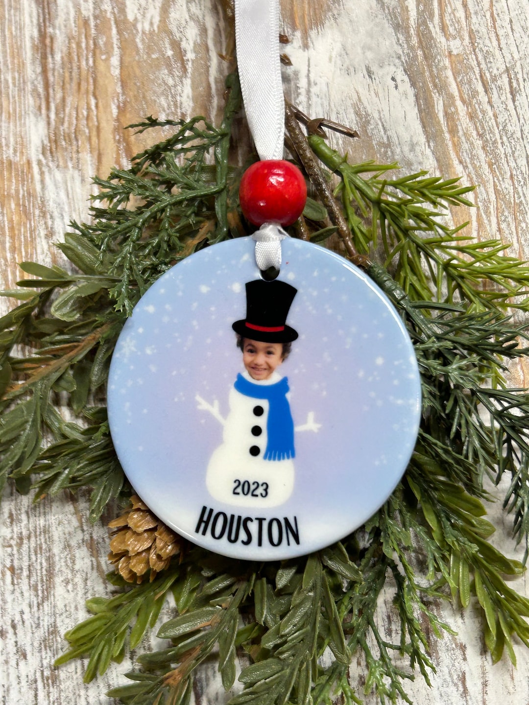 Custom Personalized Snowman Photo Christmas Ornament, Tree Trimming ...