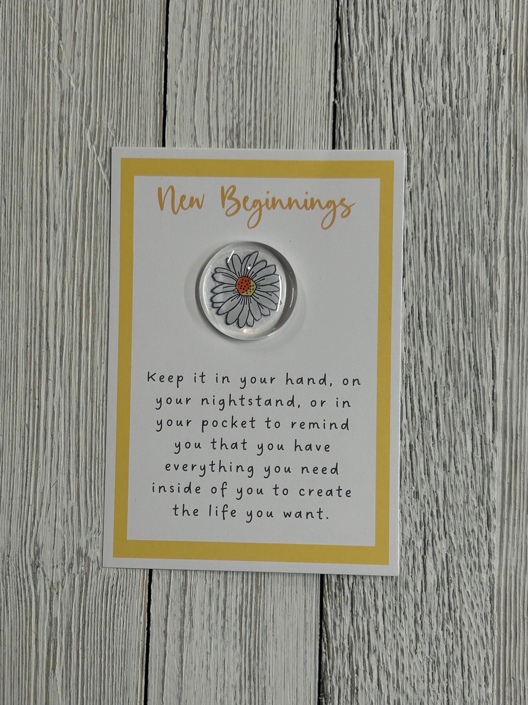 New Beginnings Daisy Glass Gem - Pocket Token, New Job, Graduation ...
