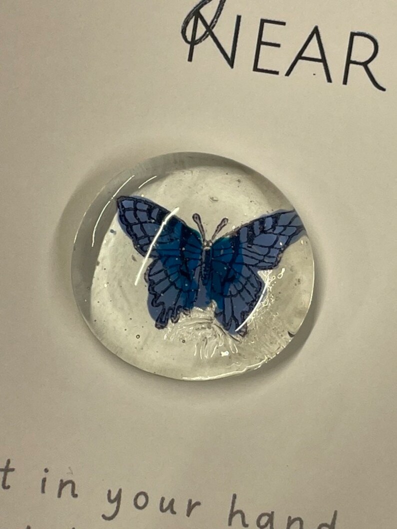 Butterfly Always Near Glass Gem Pocket Token Angelversary - Etsy