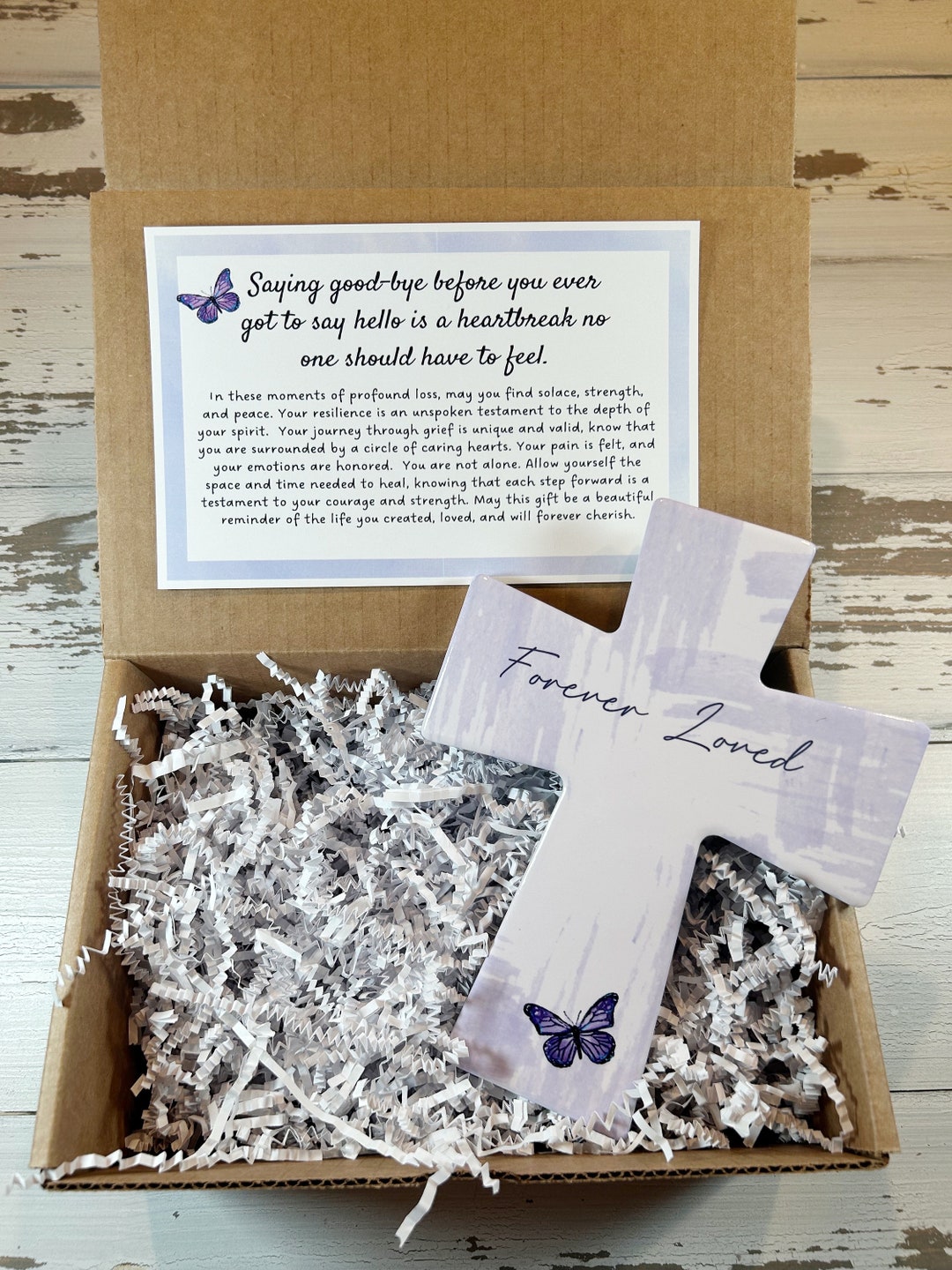 Miscarriage Butterfly Ceramic Cross, Loss of a Pregnancy, Sympathy Gift ...