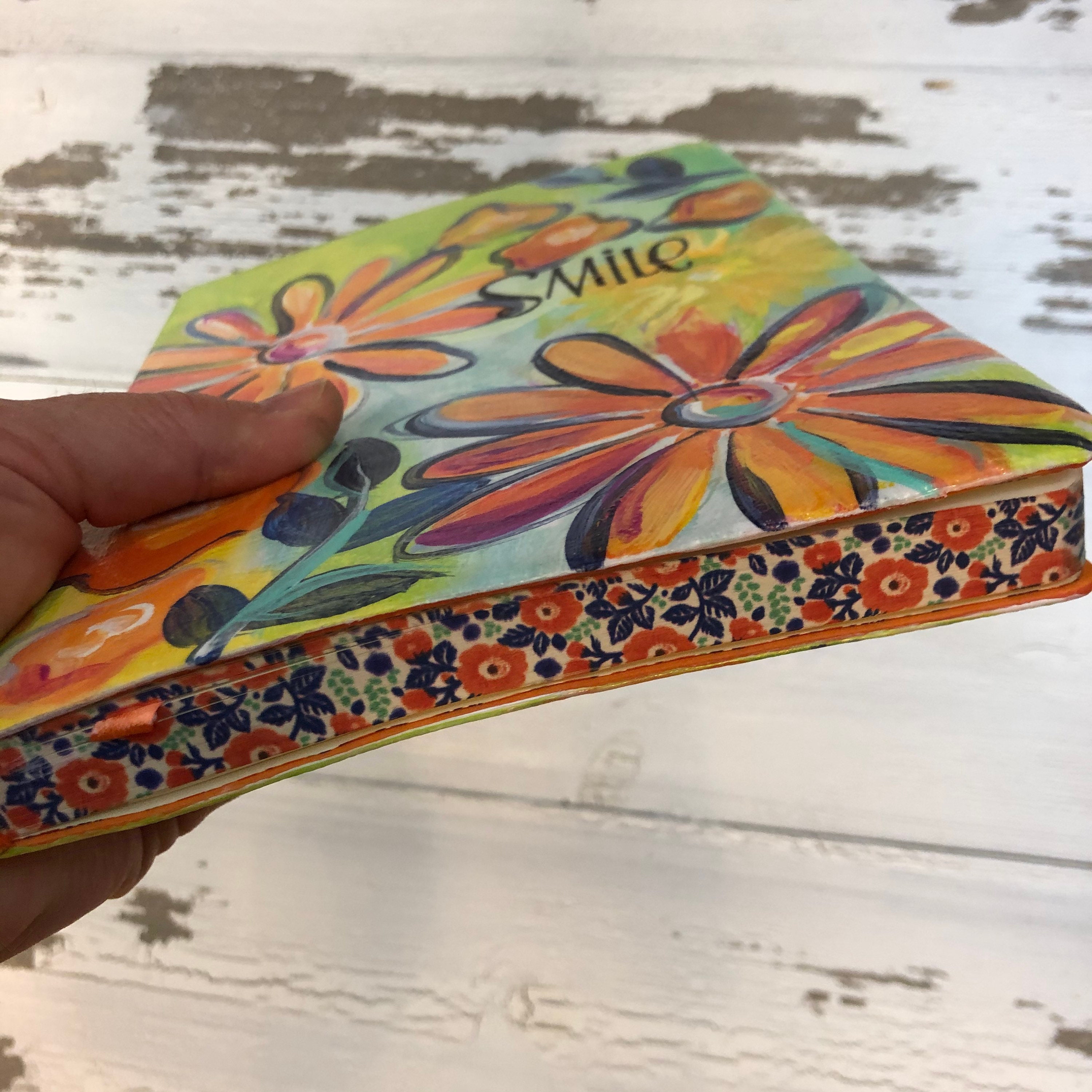 Hand Painted Journal with Orange Blooms -Journaling/ writing/meditation ...