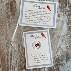 Cardinal Always Near Glass Gem Pocket Token Angelversary - Etsy