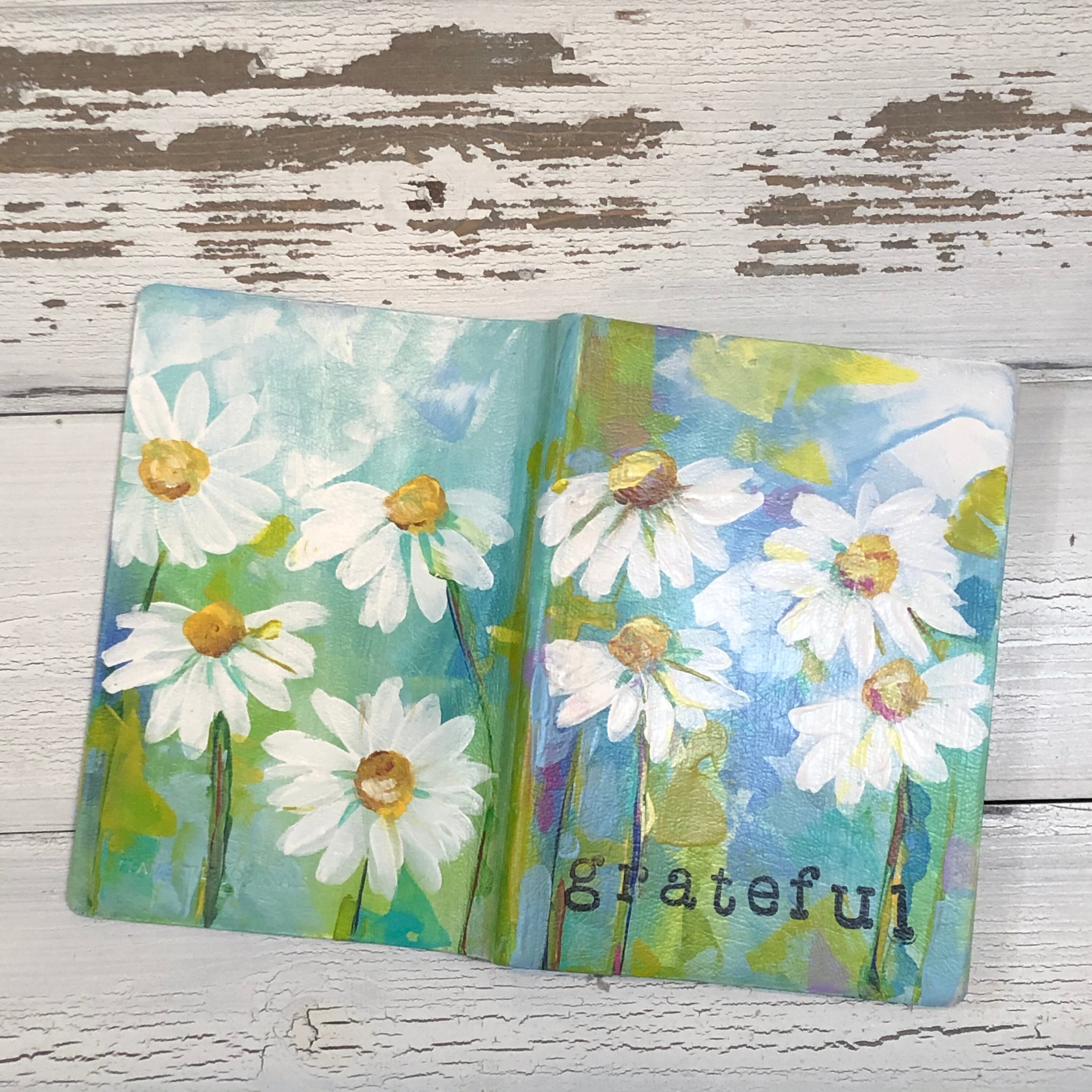 Hand Painted Journal with Daisies -Journaling/ writing/meditation/gift ...