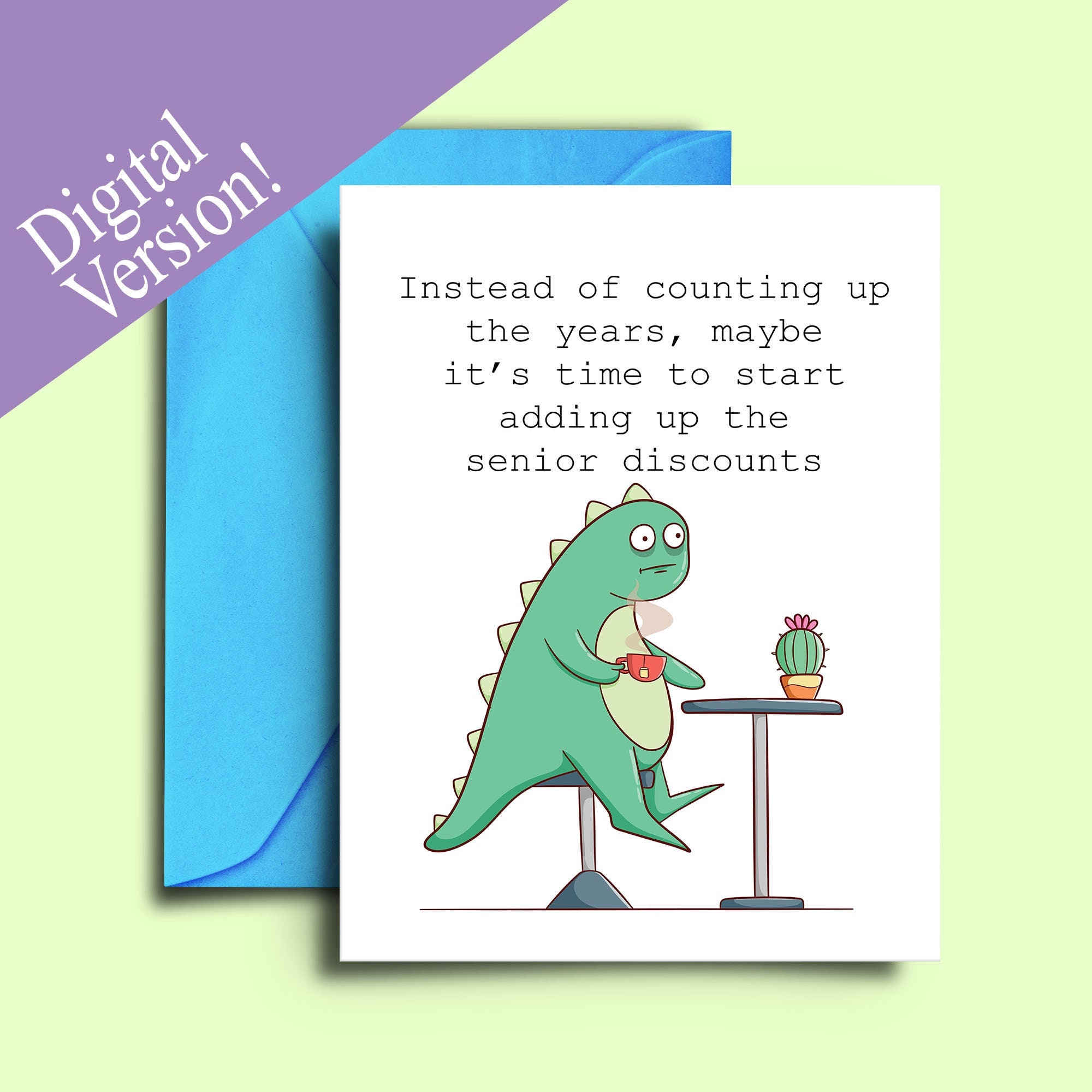 Printable Funny Birthday Card Senior Discounts Joke Birthday Card for ...