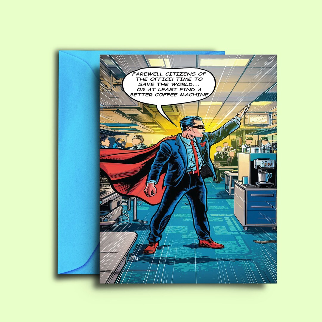Funny Superhero Farewell Card for Coworker, Boss A5 Blank Card - Etsy
