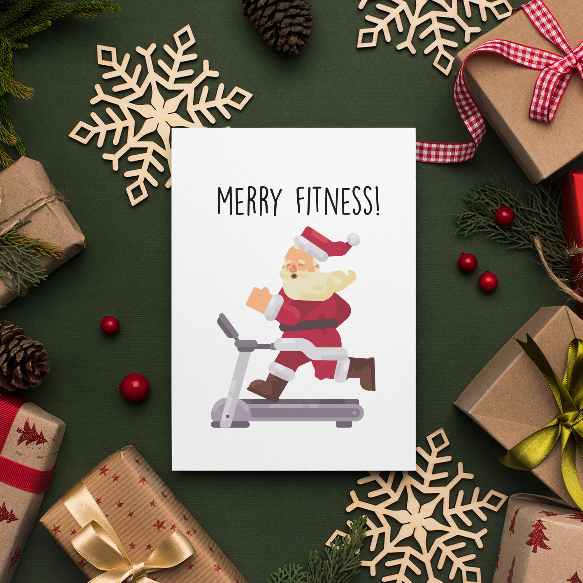 Funny Cute Santa Christmas Card for Gym Rat, Fitness Instructor ...