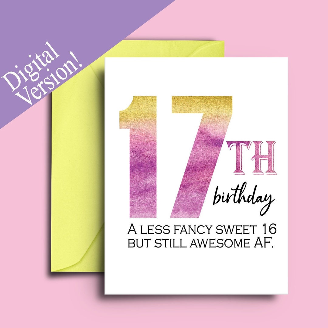 Funny 17th Birthday Card for Teenage Daughter, Niece, Sister, Best ...