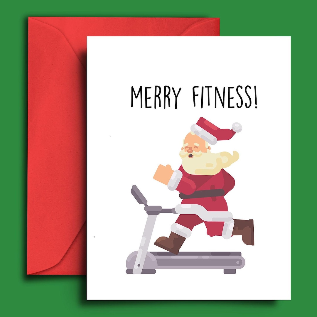 Funny Cute Santa Christmas Card for Gym Rat, Fitness Instructor ...