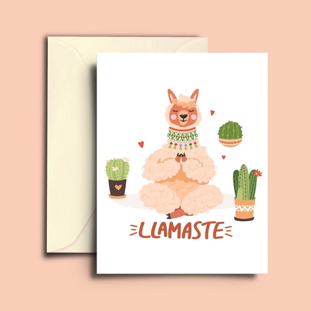 Llama Yoga Card: Llamaste Pun Greeting Card - Etsy