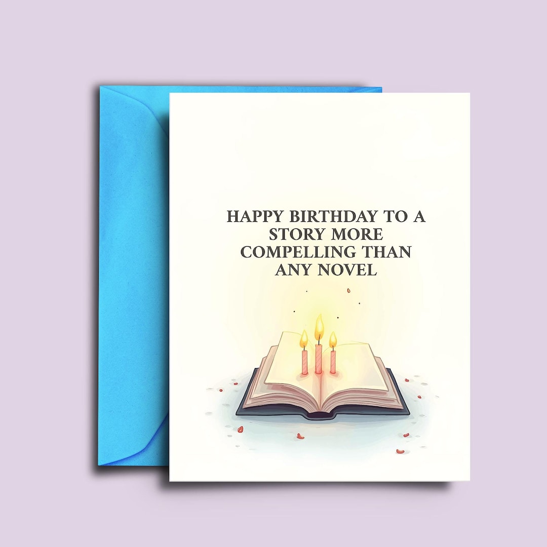 Book Lover Birthday Card - Literary Art Greeting for Readers and ...