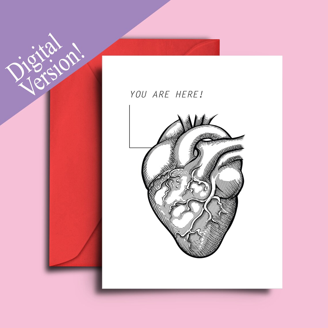 Printable Unique Heart Anatomy I Love You Card, Valentine's Day ...