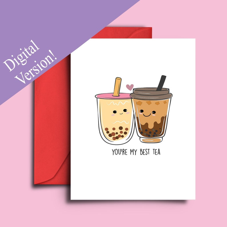 Printable Boba Tea, Bubble Tea Pun Card for Best Friend, Partner ...