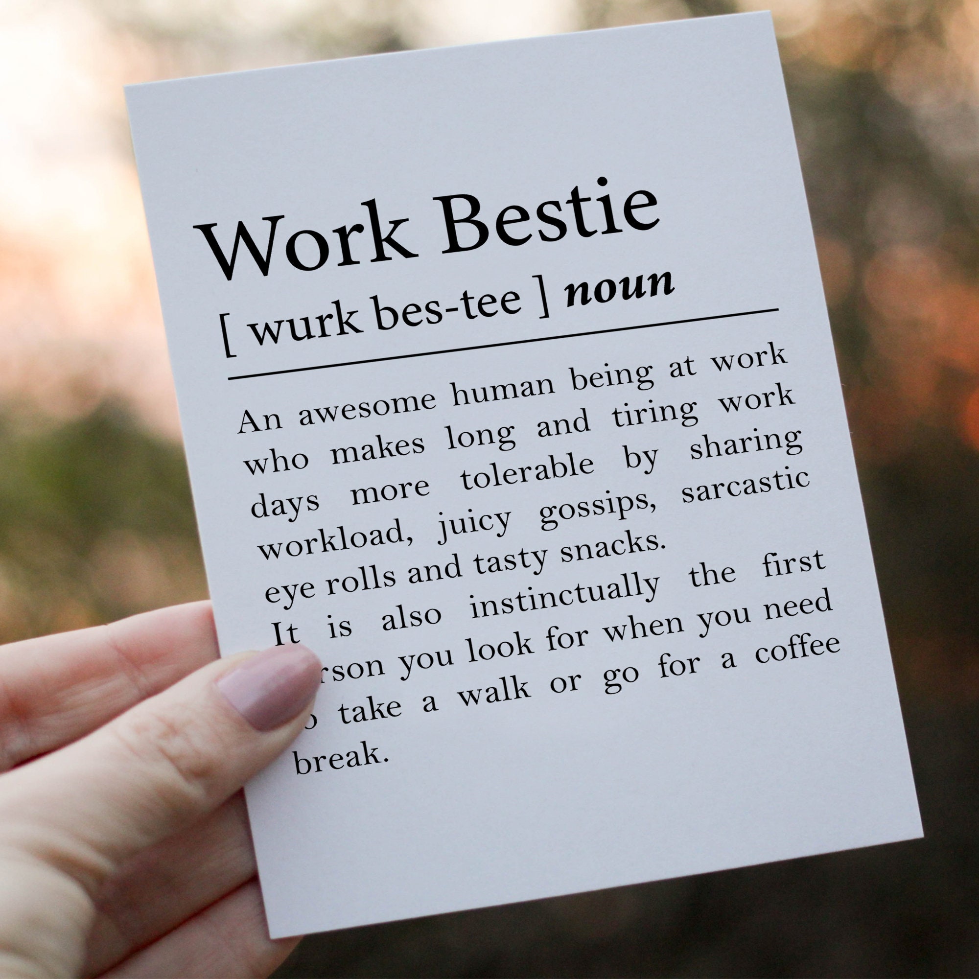 Printable Funny Work Bestie Definition Farewell Card for - Etsy