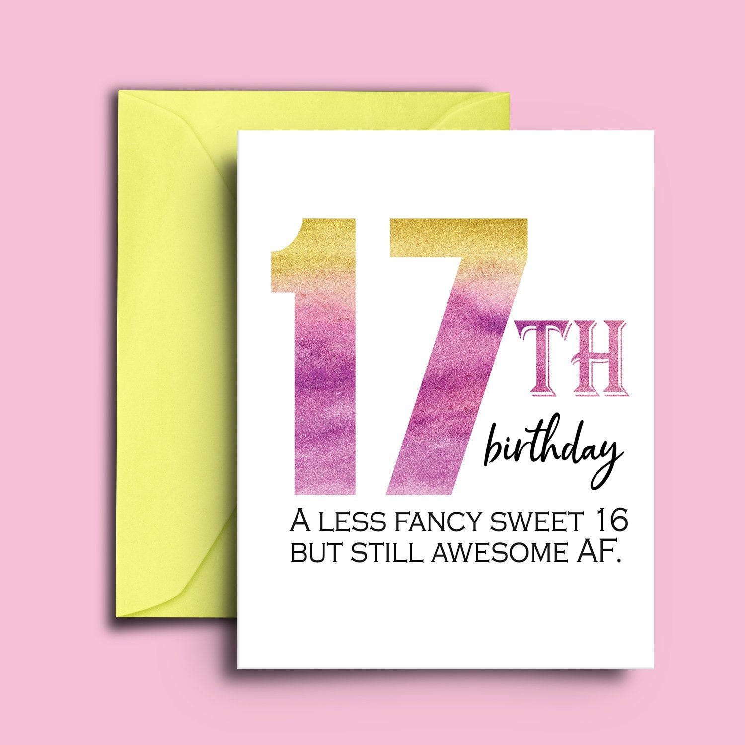 17th Birthday Card for Teenagers Sweet 17 Birthday Card for - Etsy ...
