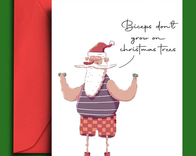 Buff Santa Christmas Card for Personal Trainer, Gym Buddy, Fitness ...