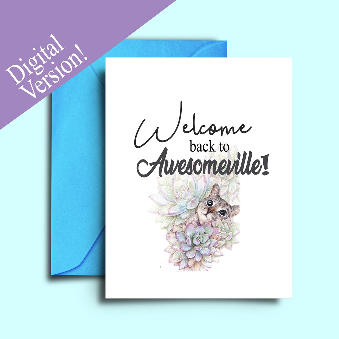 Cute Funny Welcome Home Card for Cat Lovers, Cat Owners - Digital ...