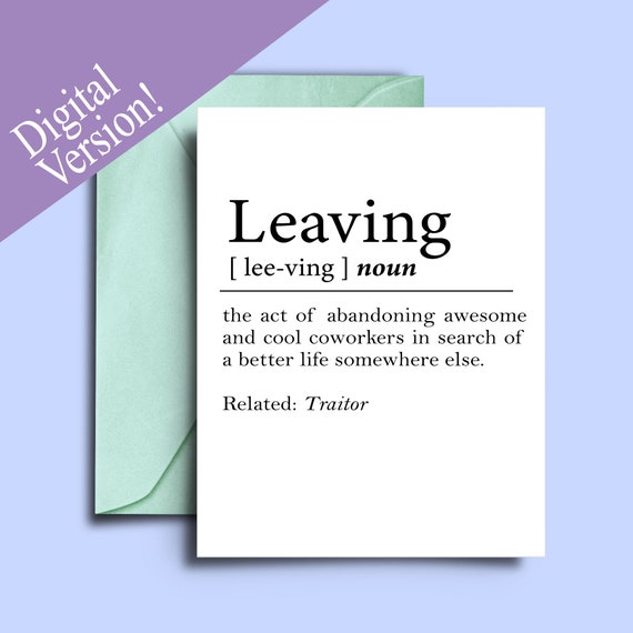 Printable Sarcastic Farewell Card Goodbye Card For Coworkers Etsy