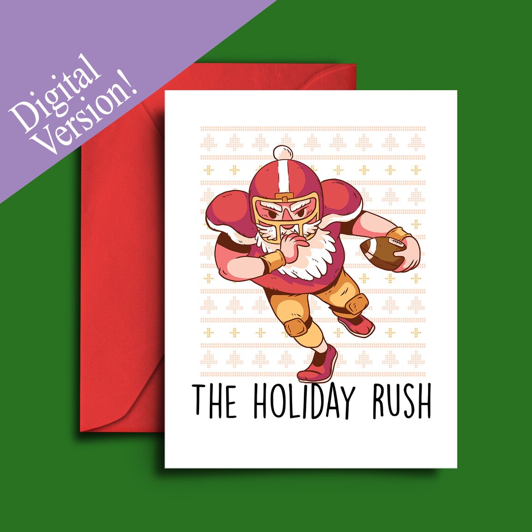 Printable American Football Christmas Card - A5 Blank Card for NFL Fans ...