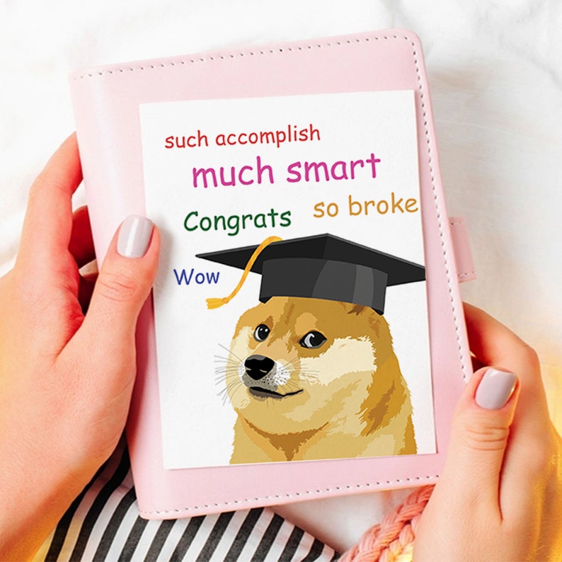 Funny Doge Meme Graduation Card for High School College - Etsy