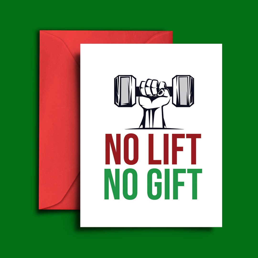 No Lift No Gift Fitness Themed Christmas Card Gym and Workout A5 Blank ...