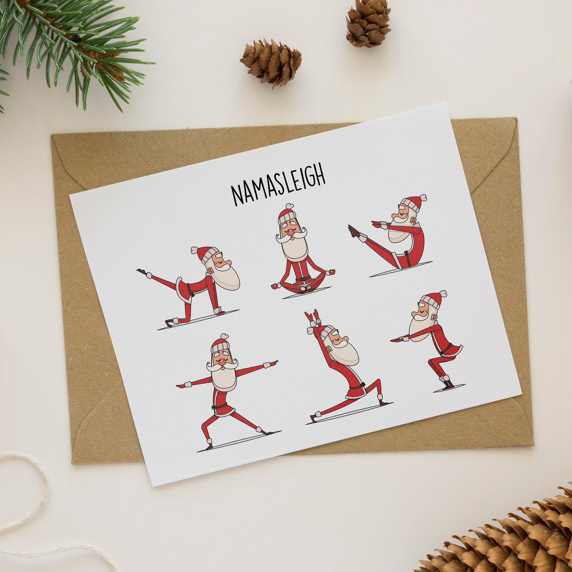 Printable Yoga Christmas Card, Yoga Greeting Cards for Yoga Teachers ...