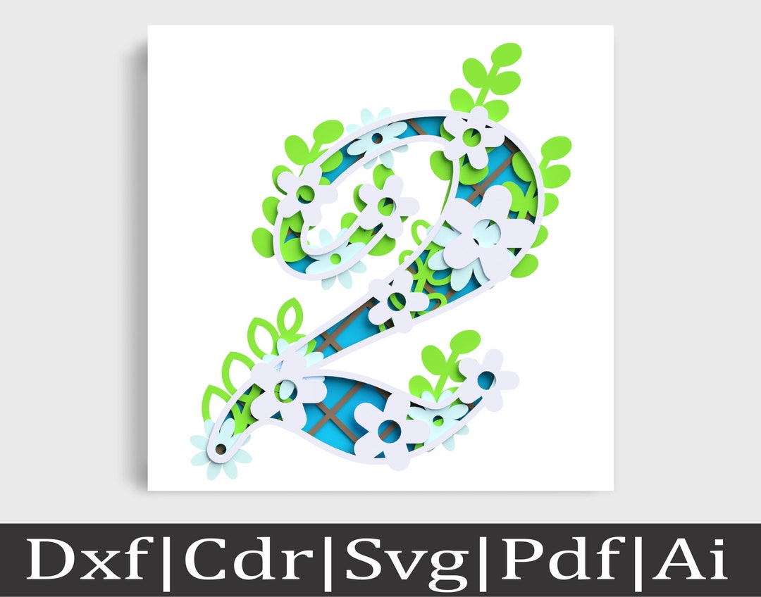 Layered Script Number 2 for Laser Cut Layered Monogram Svg - Etsy