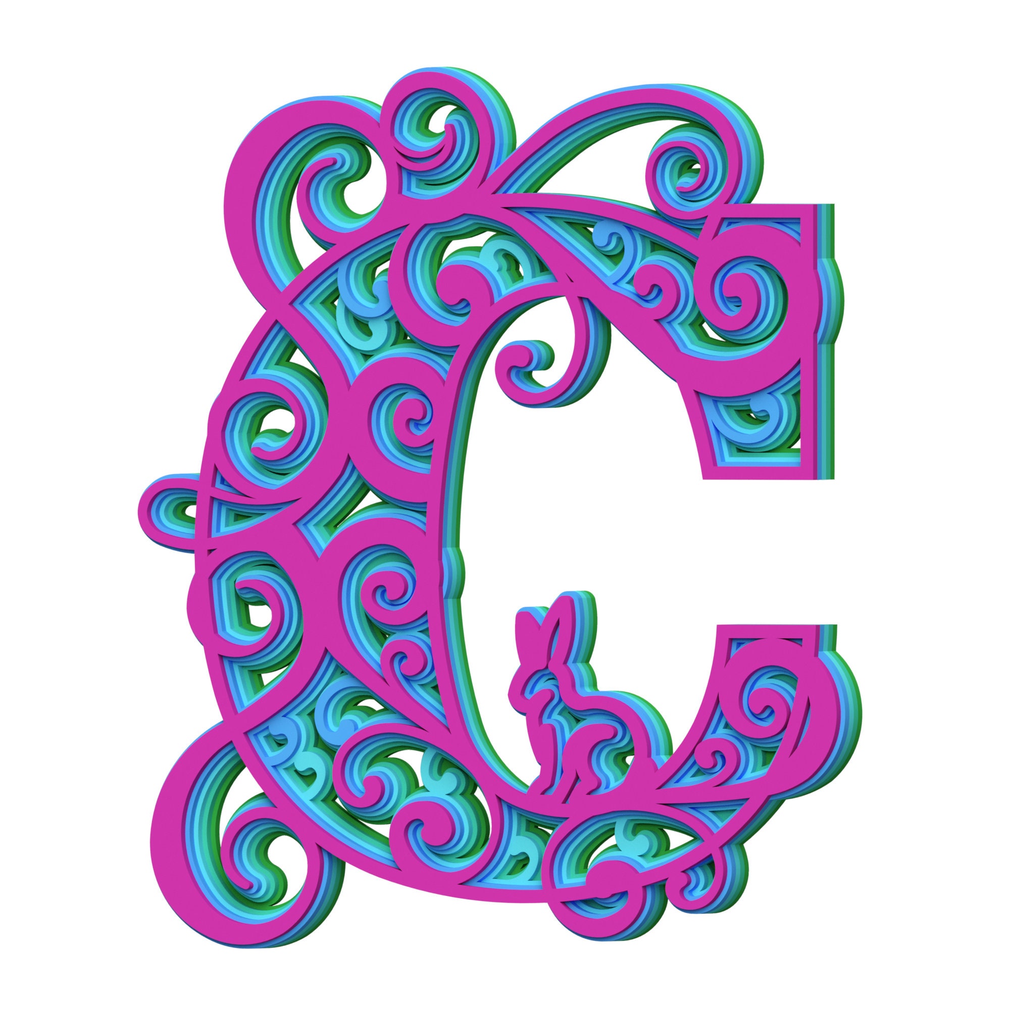 Layered Letter C for laser cut Layered Monogram svg Layered - Etsy.de