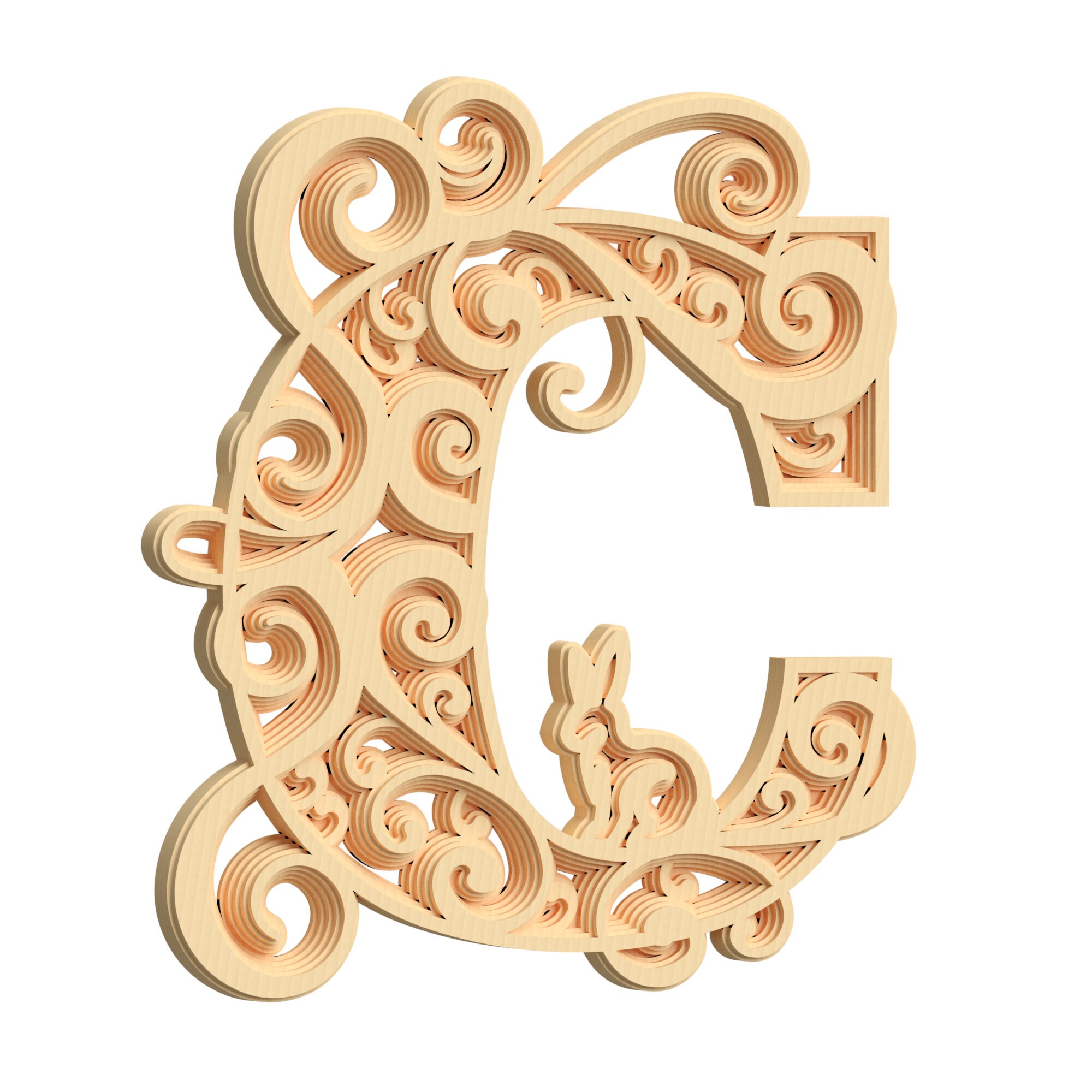 Layered Letter C for laser cut Layered Monogram svg Layered - Etsy.de