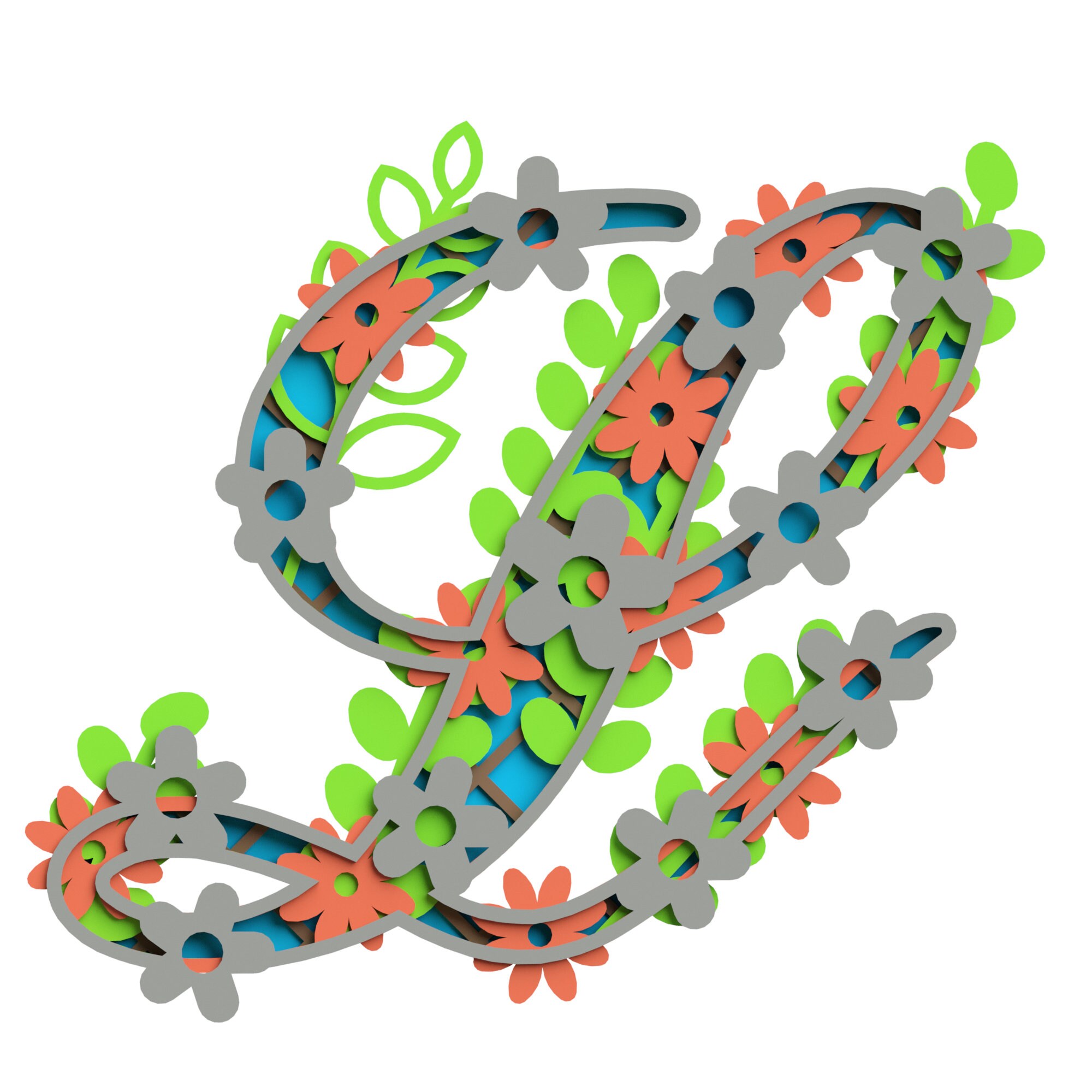 Layered Script Letter L for laser cut layered monogram svg | Etsy