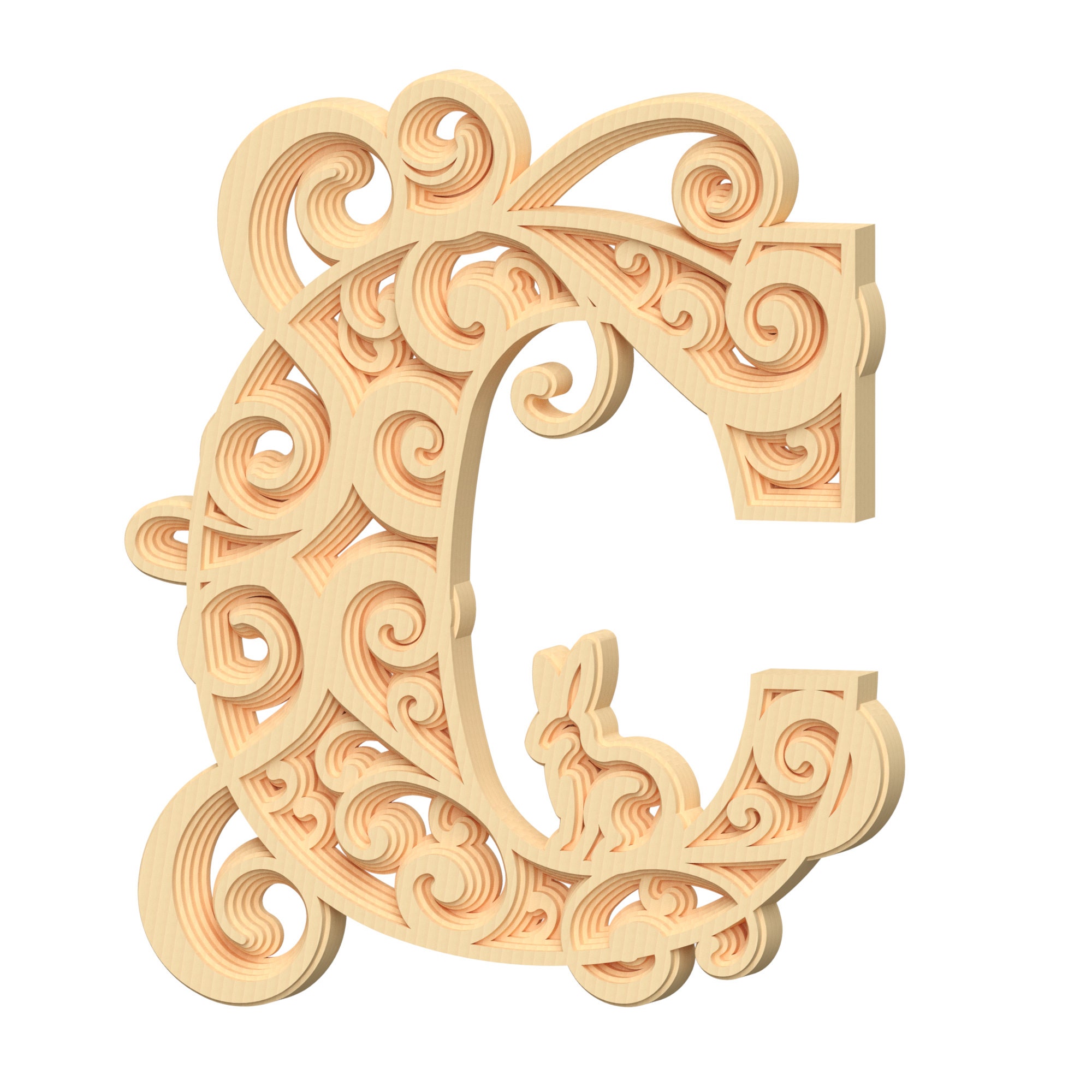 Layered Letter C for laser cut Layered Monogram svg Layered - Etsy.de