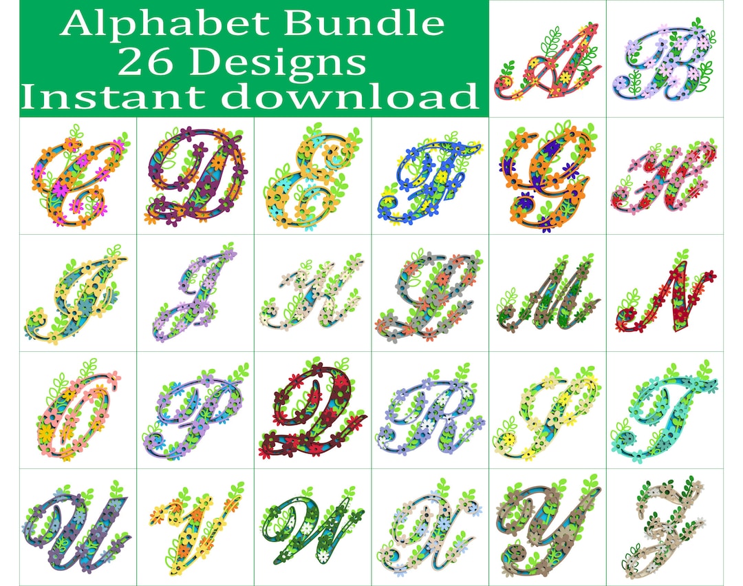A Z Layered 3d Svg Alphabet SVG DXF Bundle Silhouette 3D Mandala Svg ...