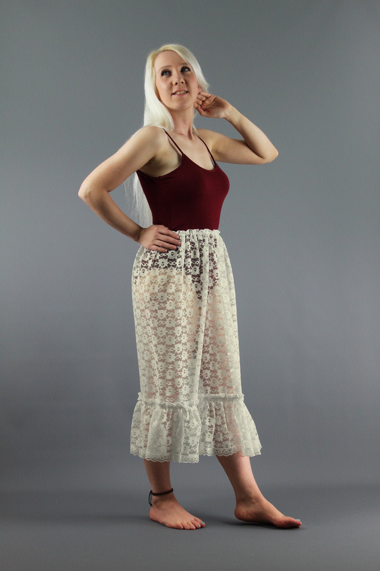Long Ivory Lace Skirt Extender - Choose Length + Waist - Etsy