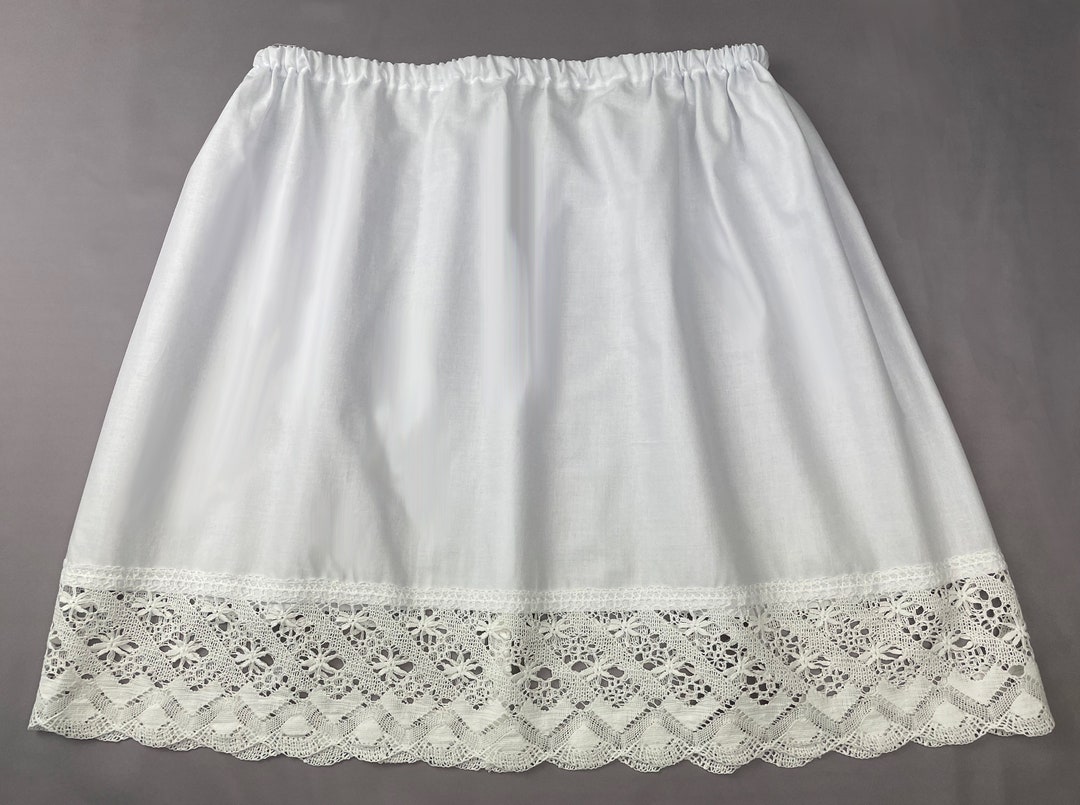 White Cotton Slip With Soft Wide Traditional Cotton Edging - Choose ...