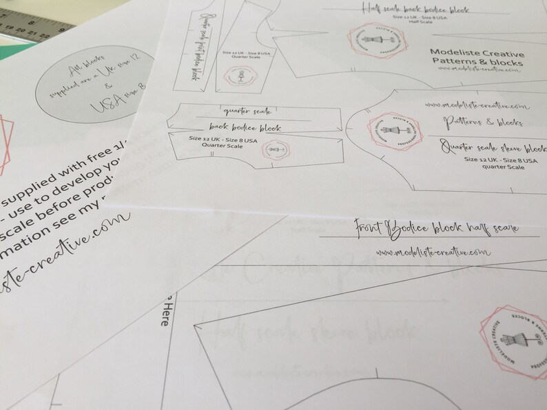 Half Scale & Quarter Scale Blocks Set - Trouser - Skirt and Bodice ...