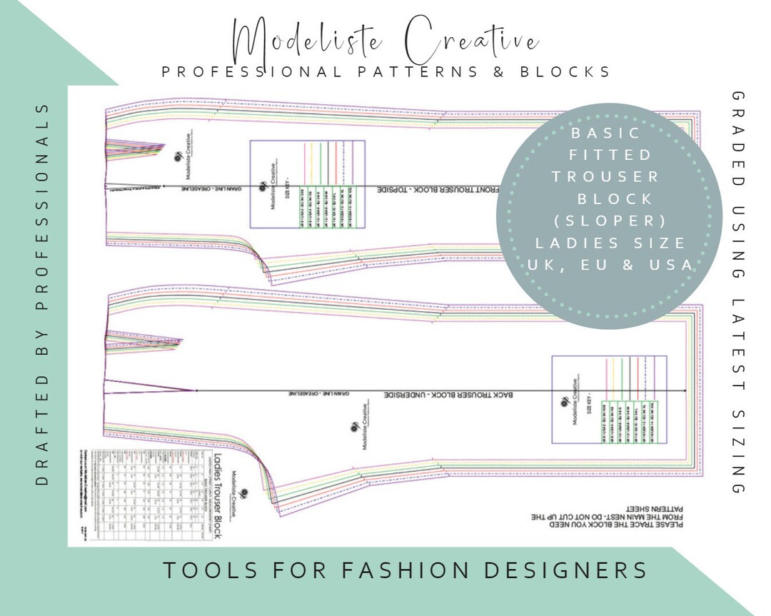 Basic Trouser Block- Sloper- in U.K, U.S & E.U Sizes - Ideal for ...