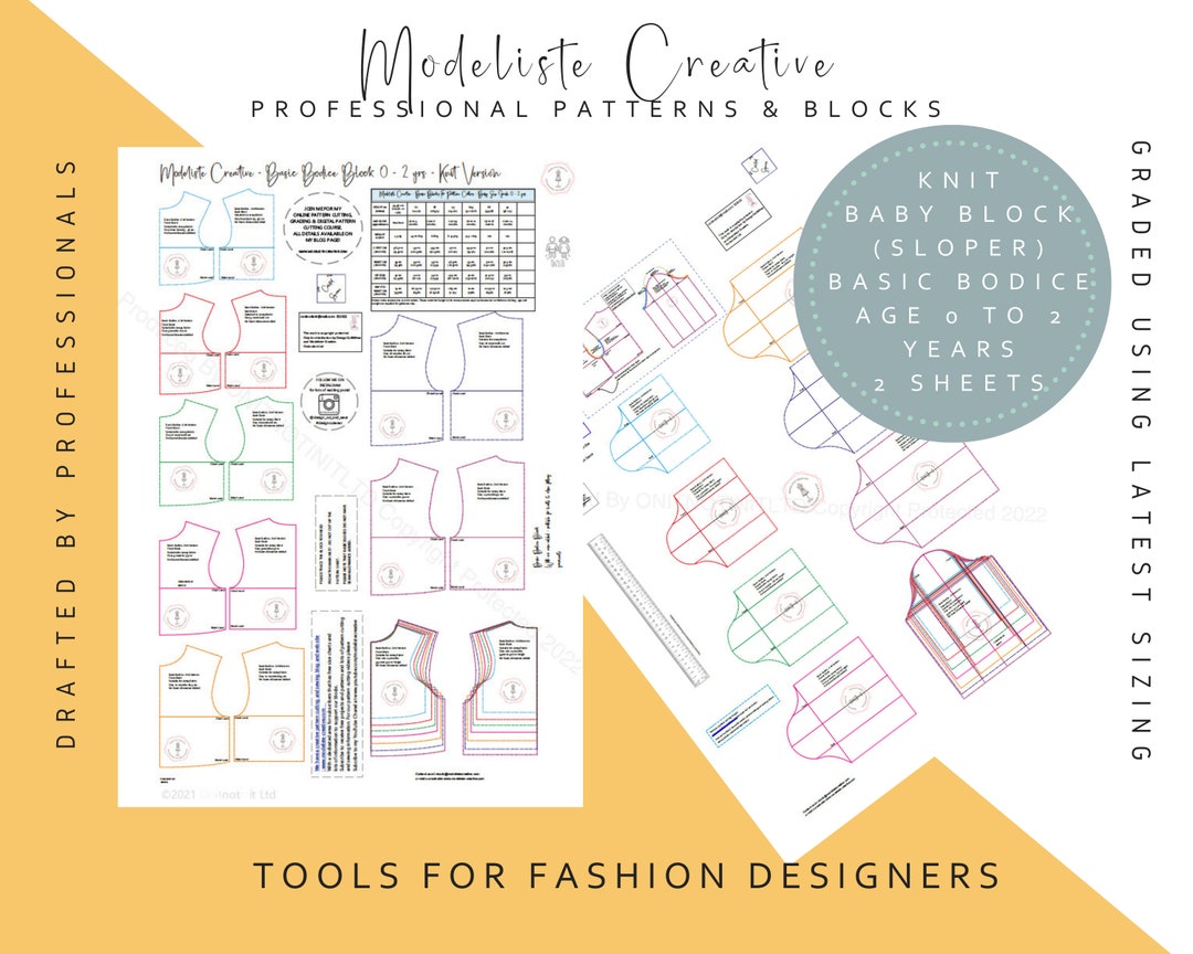 Knit Baby Bodice Block- Sloper- Height 53 Cm to 92 Cm Age 0 to 2 Years ...