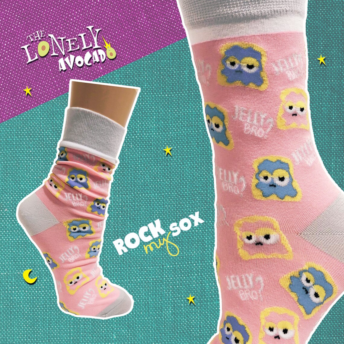 Peanut Butter Jelly Socks Cute Pink Crew Socks Kawaii - Etsy