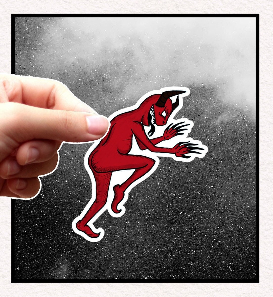 Devil Sticker, Creepy Decal, Witchcraft Gift, Red Demon Sticker - Etsy
