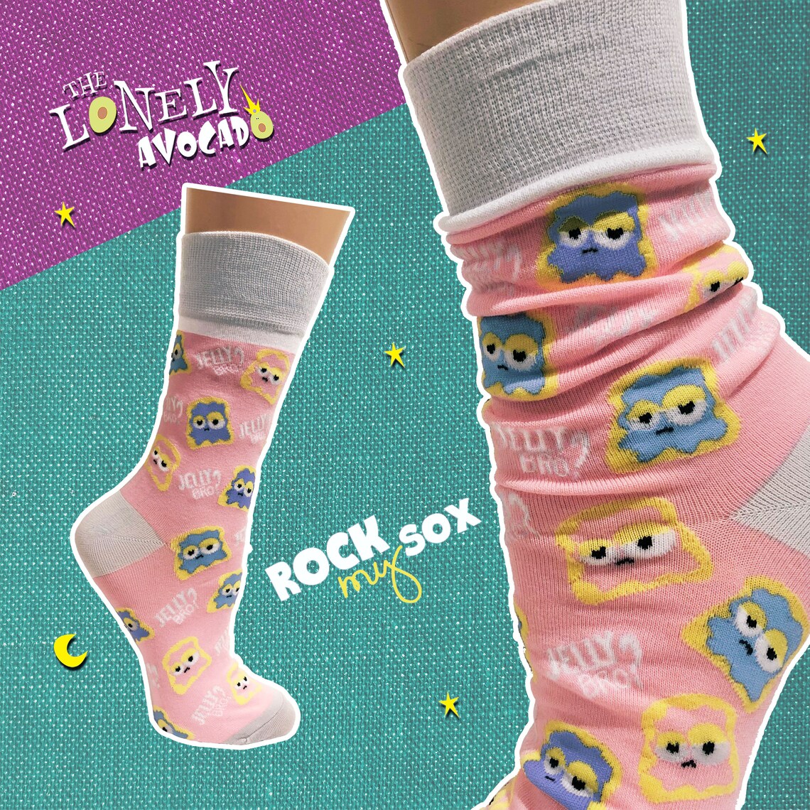Peanut Butter Jelly Socks Cute Pink Crew Socks Kawaii - Etsy