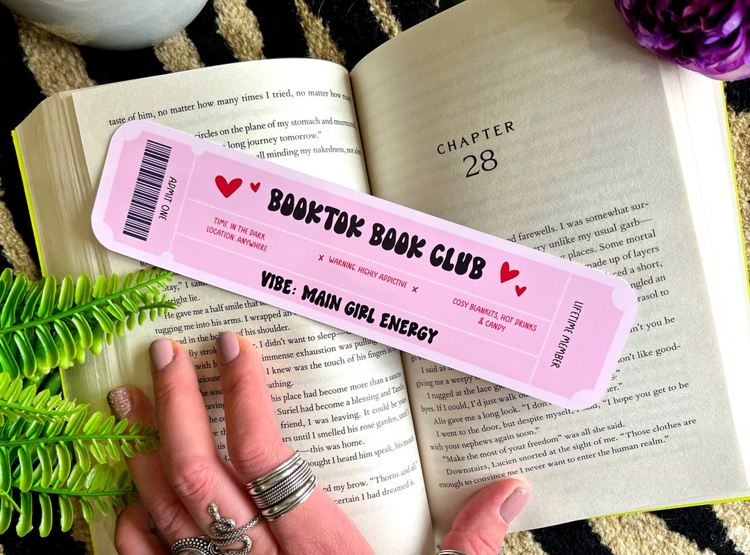 Booktok Book Club Bookmark Ticket | Pink Bookmark | Bookmark Coupon ...
