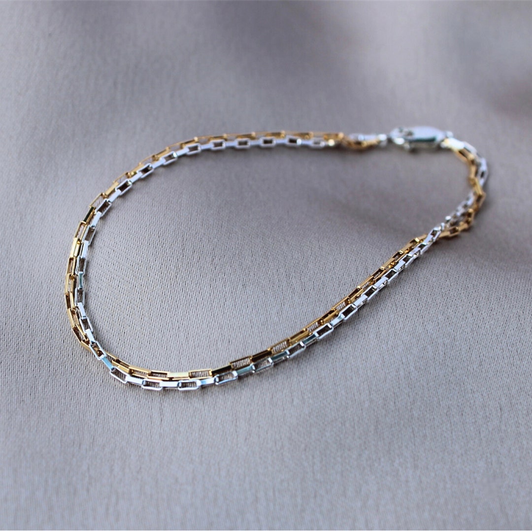 Ultra Dainty Double Strand Bracelet, Gold Fill Box Chain Bracelet ...