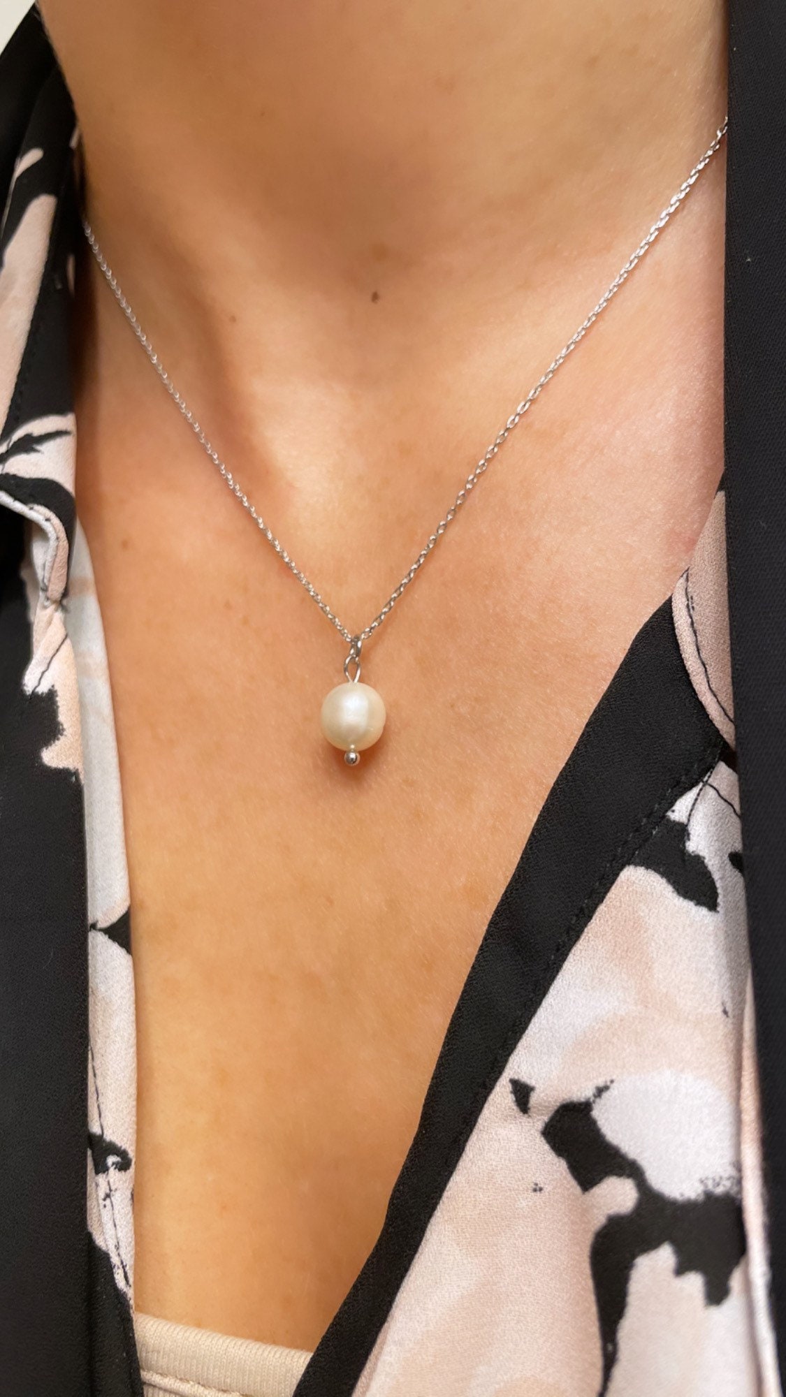 Dainty Pearl Necklace Simple Pearl Necklace Gold Pearl | Etsy