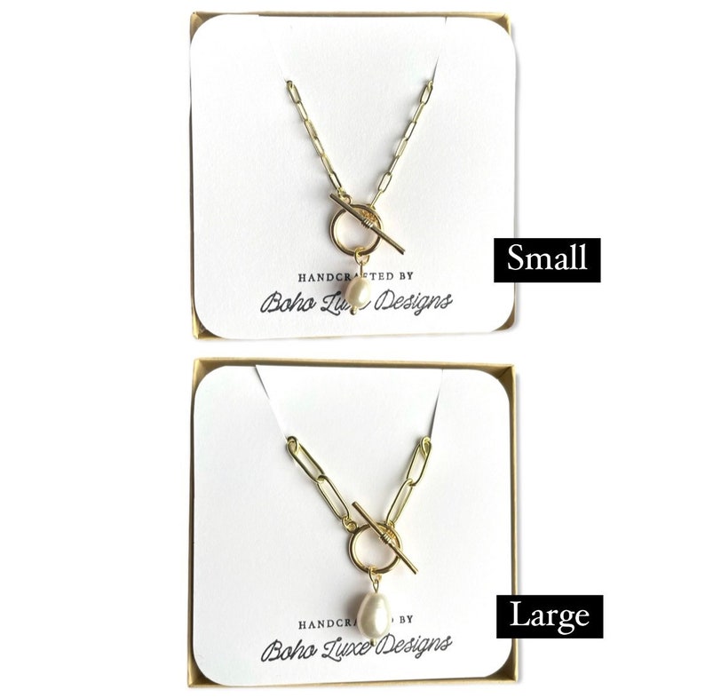 14k Gold Paperclip Pearl Necklace Toggle Clasp Necklace Gold - Etsy